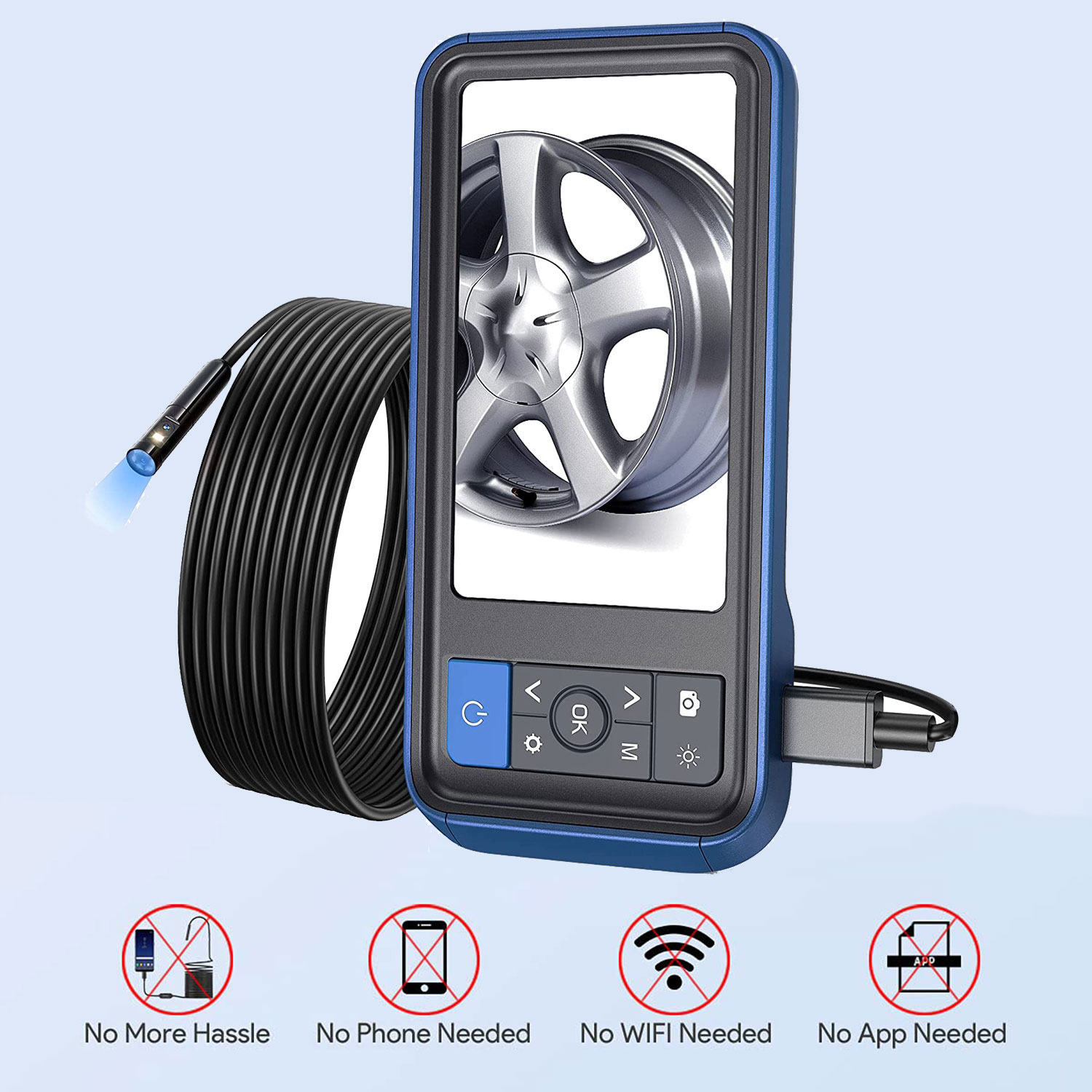 Inspection Camera Industrial Endoscope HD 1080p Dual Lens 4.5" Screen ...