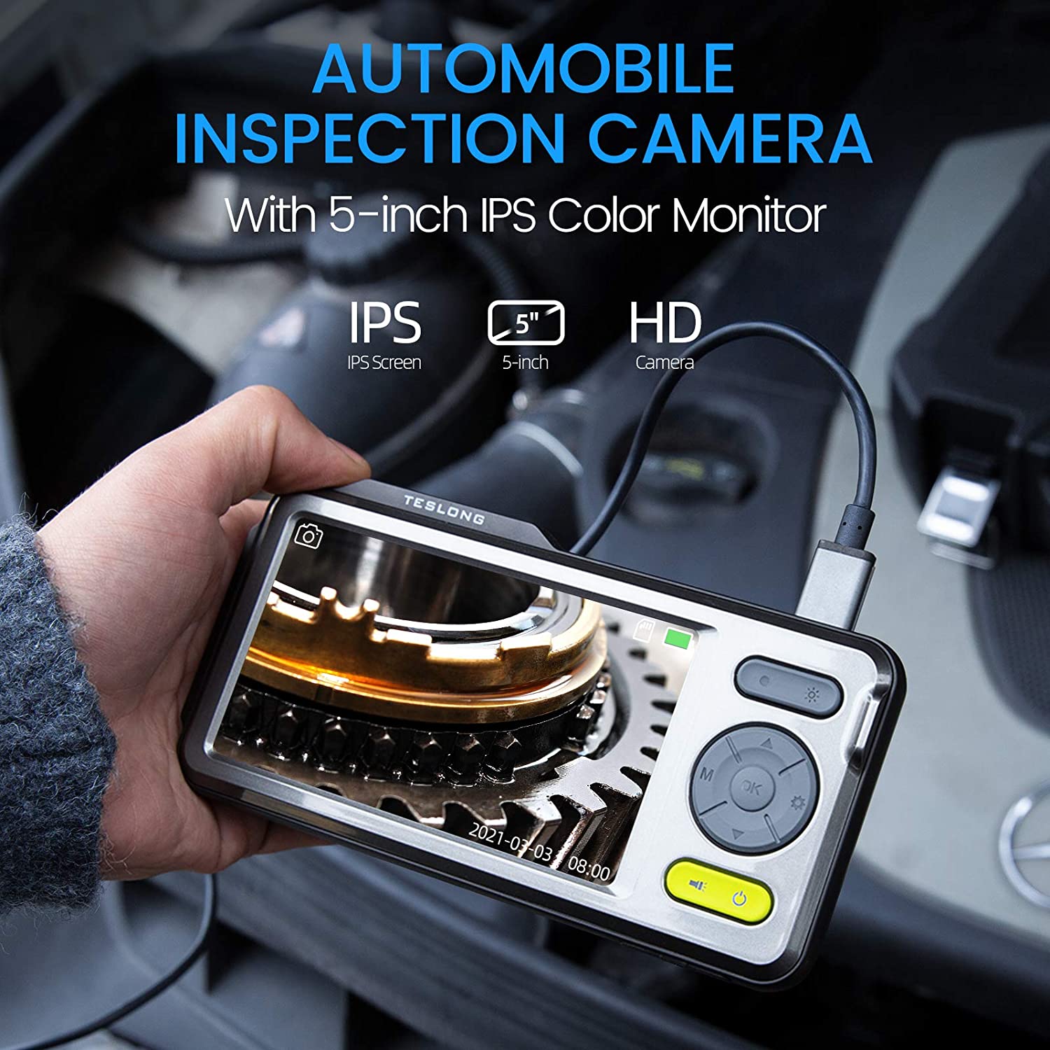 5mm Inspection Camera, Dual Lens 1080p Borescope Industrial Endoscope ...