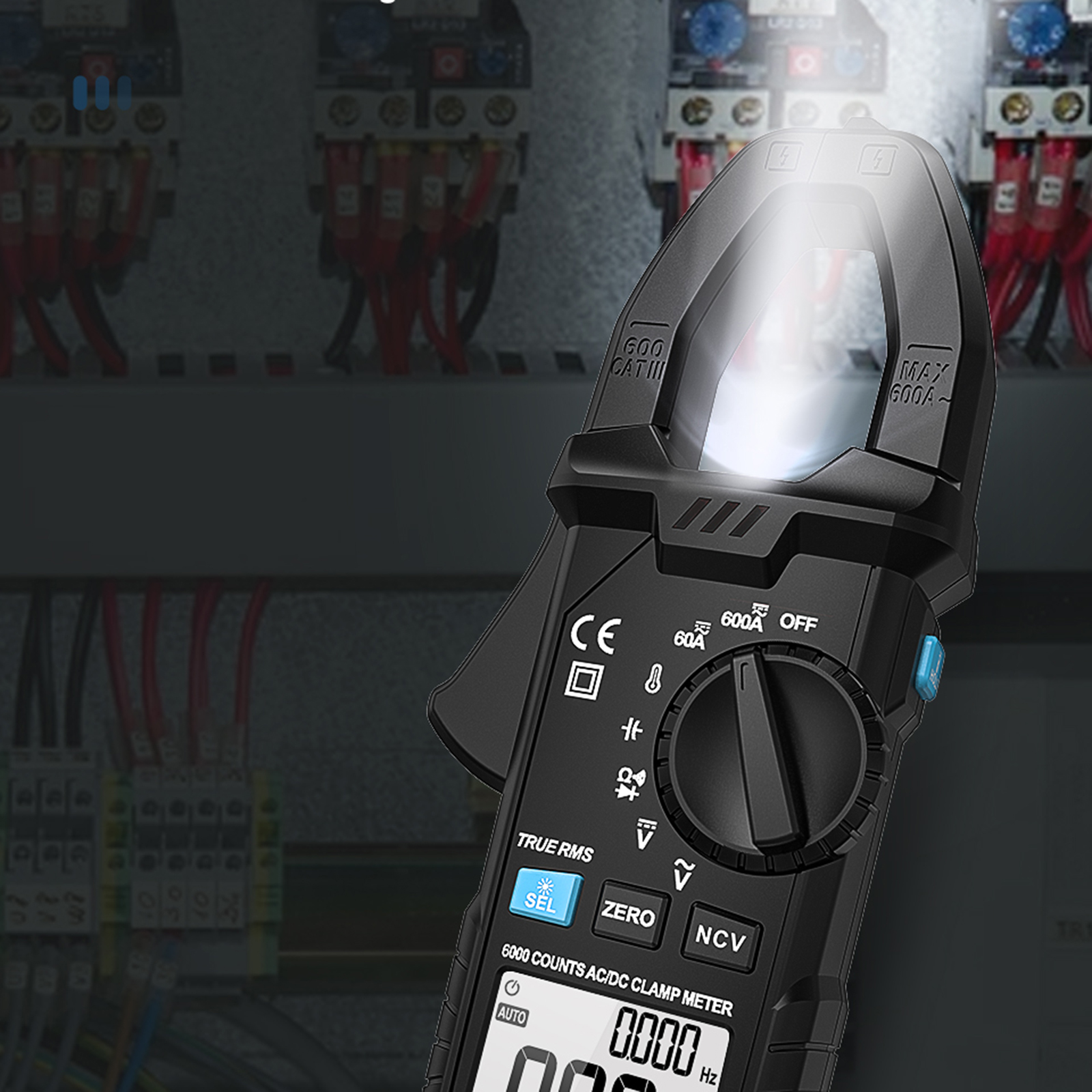 AC/DC Digital Clamp Meter T-RMS 6000 Counts Multimeter Voltage Tester ...