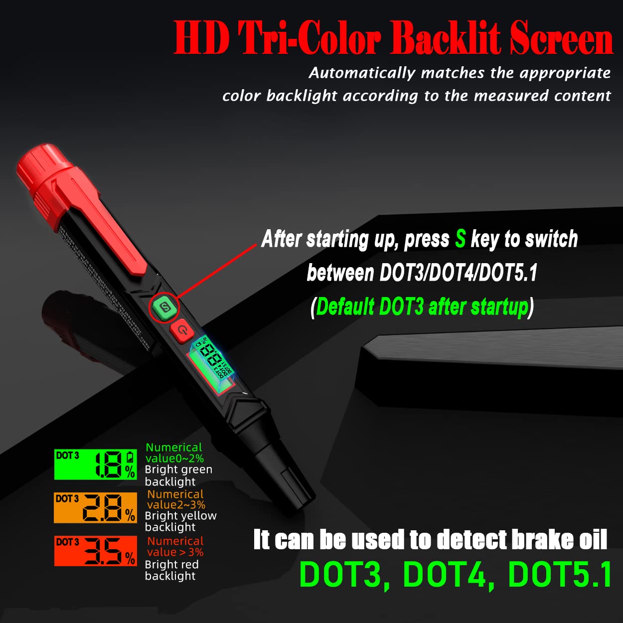 Brake Fluid Liquid Tester, Automotive Brake Fluid Content Detector ...