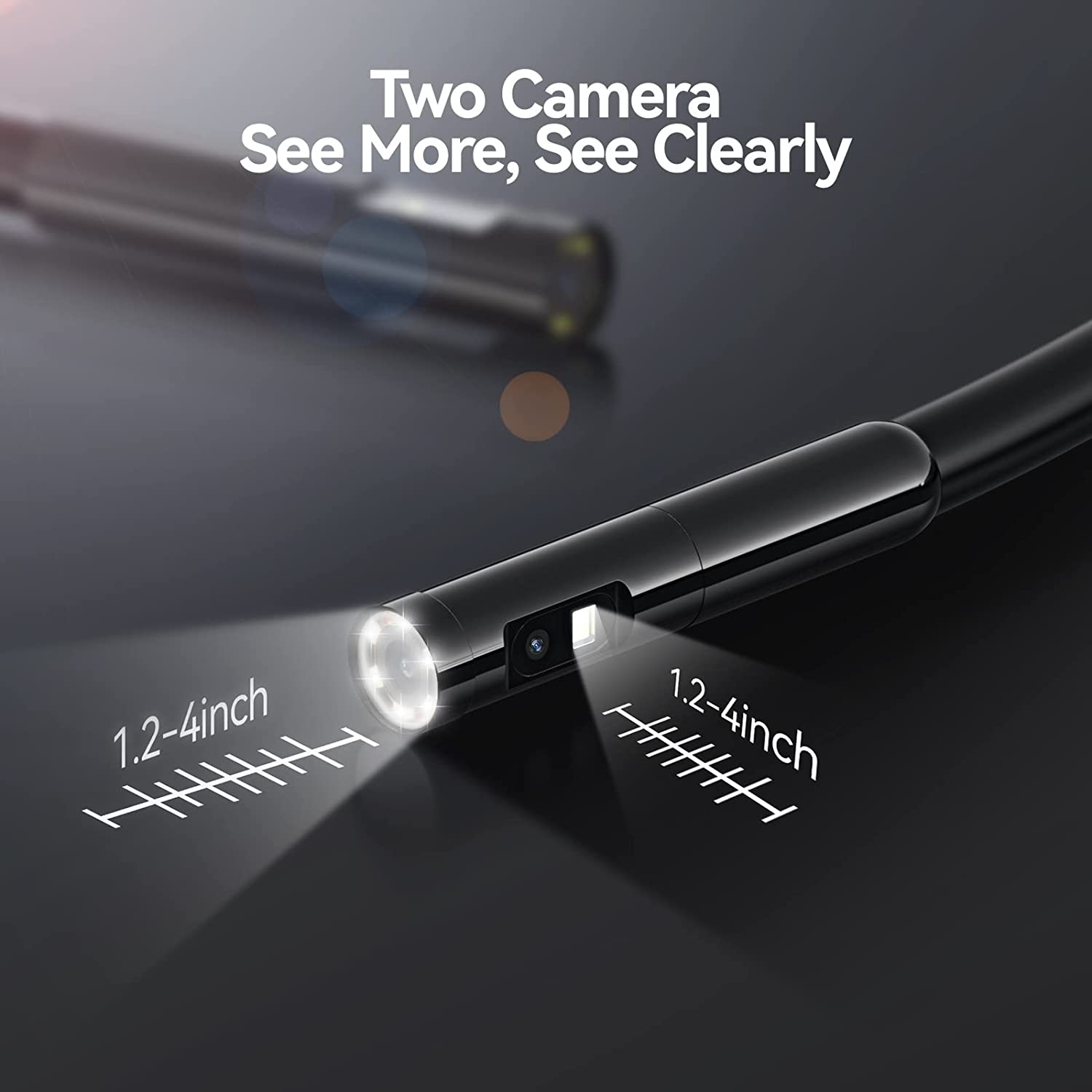 Dual Lens Endoscope Camera with Light, 7mm Mechanic Borescope ...