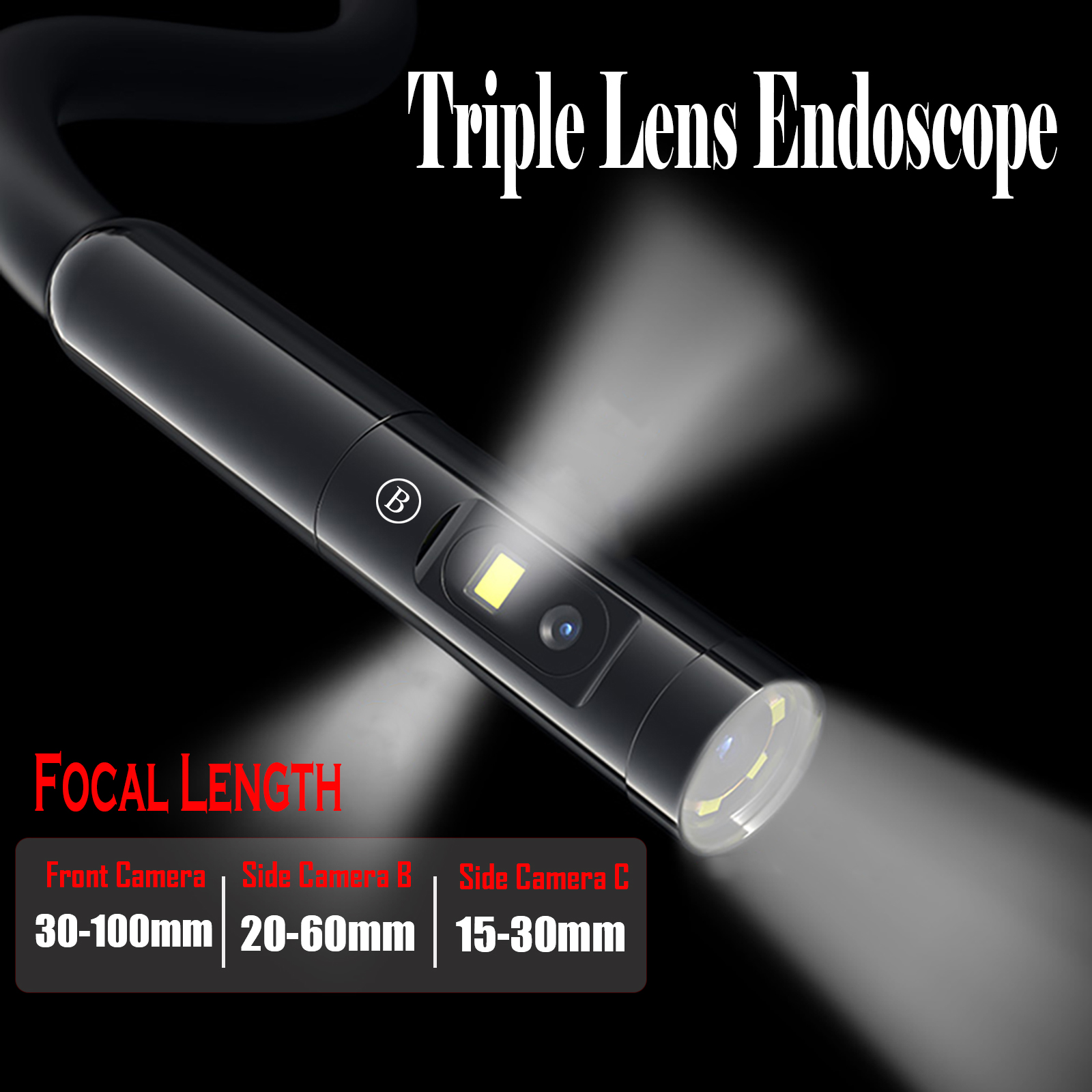 Triple Lens Borescope with Light, 7.9mm HD Digital Inspection Camera ...