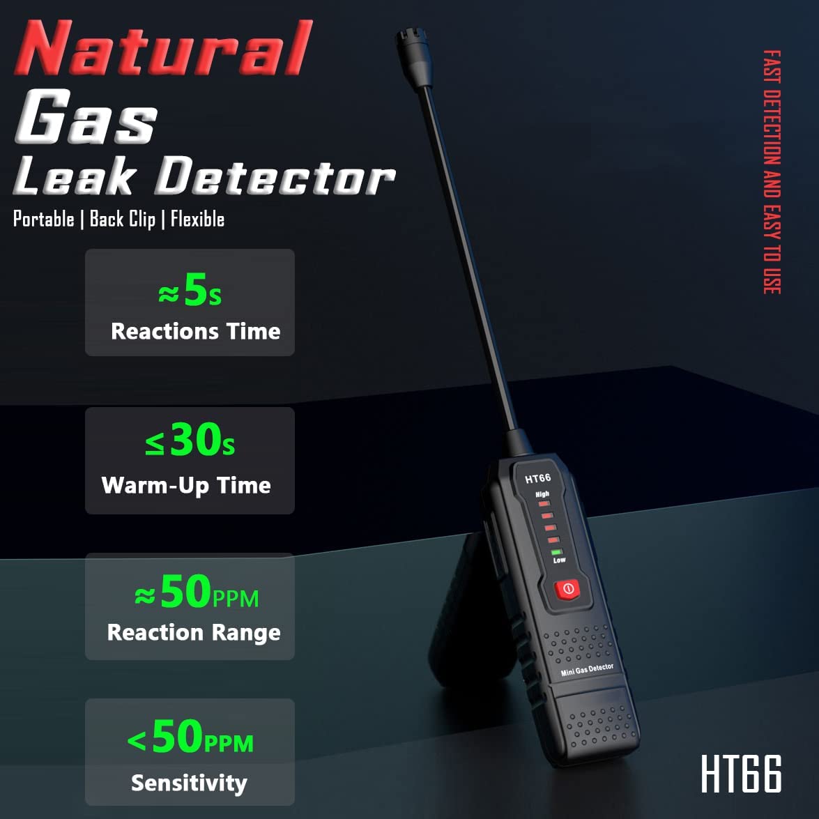 Gas Leak Detector - Portable Handheld Natural Gas Sniffer with 8-inch ...