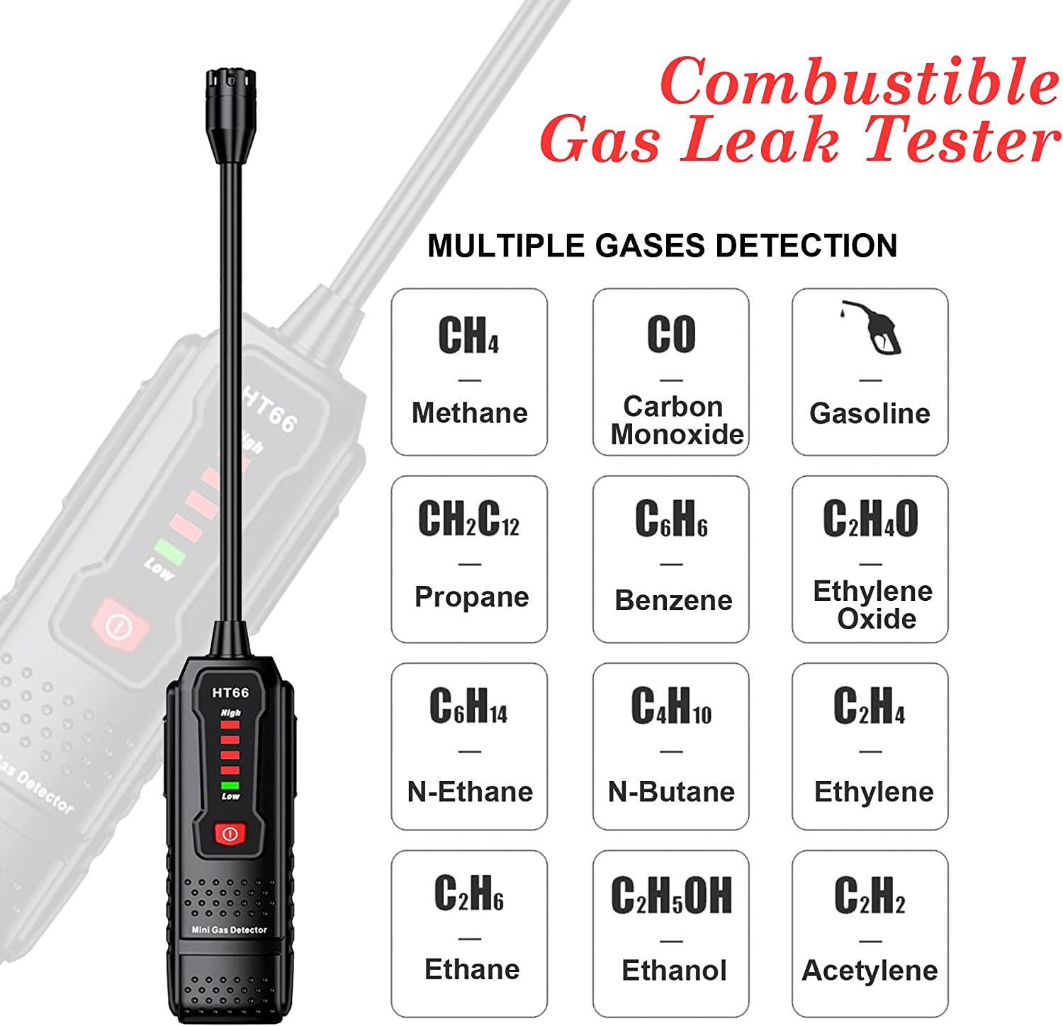 Gas Leak Detector - Portable Handheld Natural Gas Sniffer with 8-inch ...