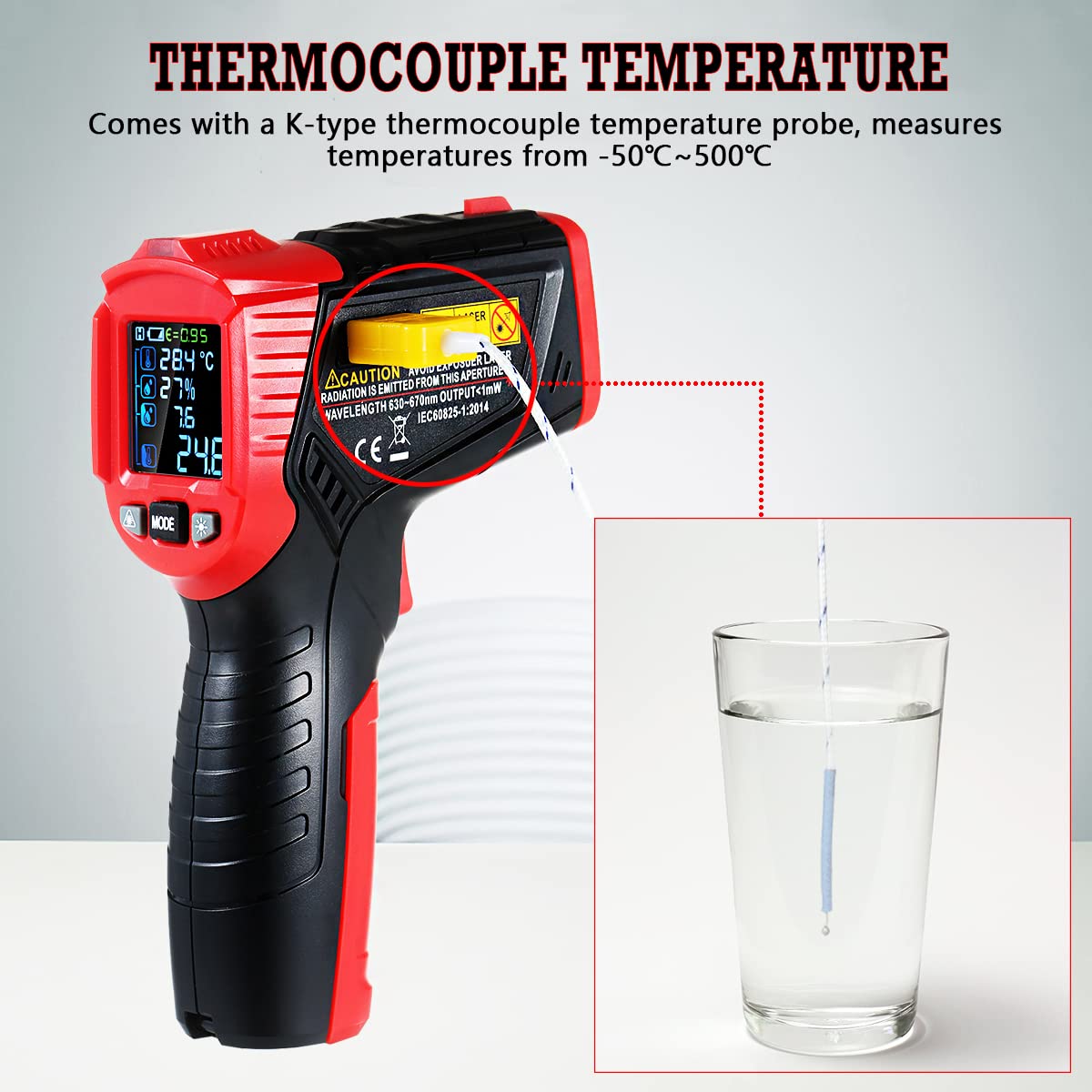 Infrared Thermometer Laser Temperature Meter -50-800℃ Non-contact ...