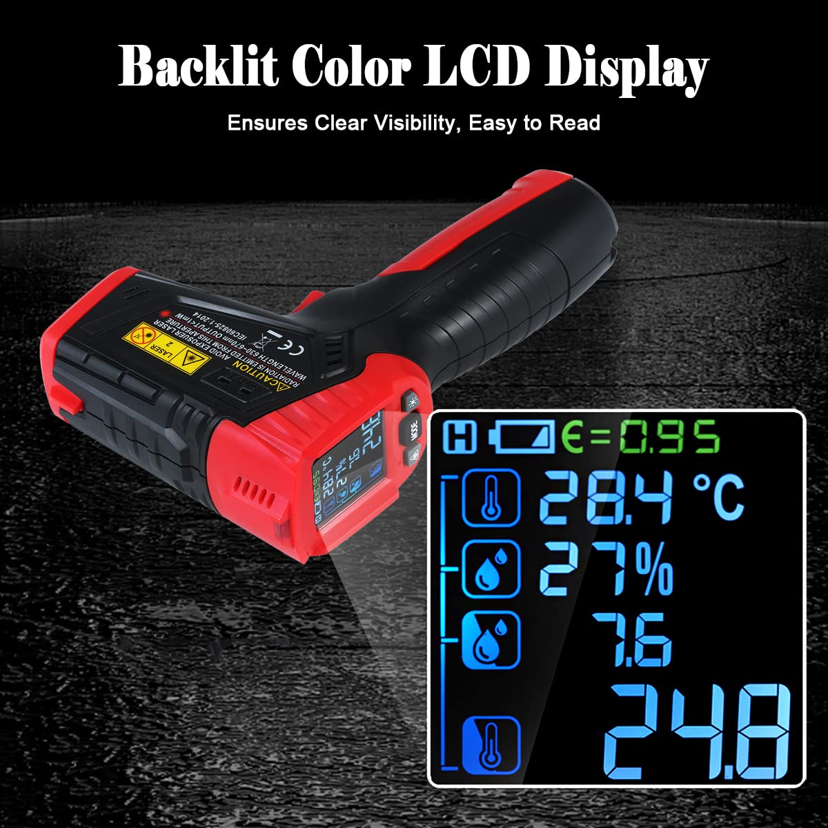 Infrared Thermometer Laser Temperature Meter -50-800℃ Non-contact ...