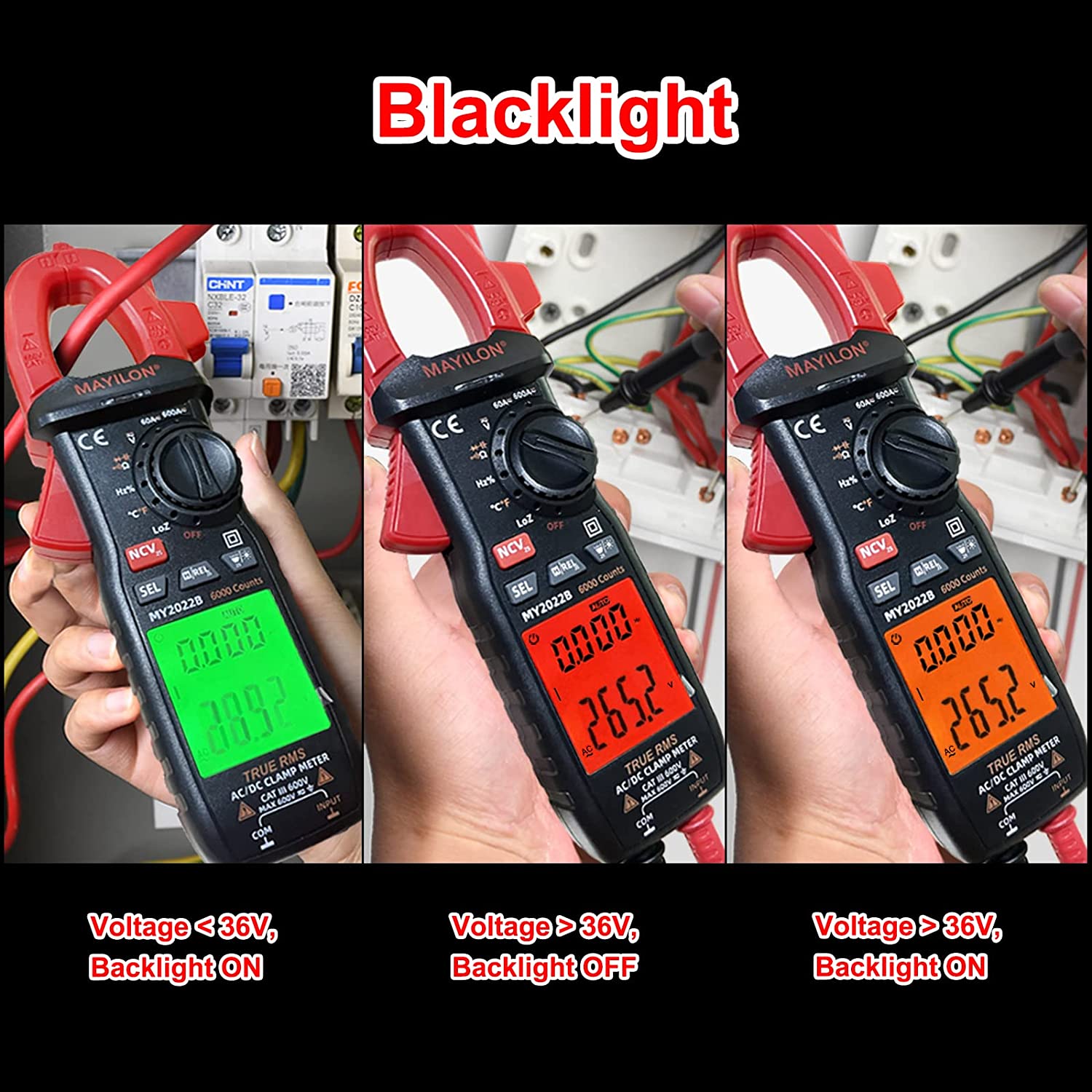 Digital Clamp Meter AC/DC 600A 6000 Counts Multimeter Voltage Tester ...
